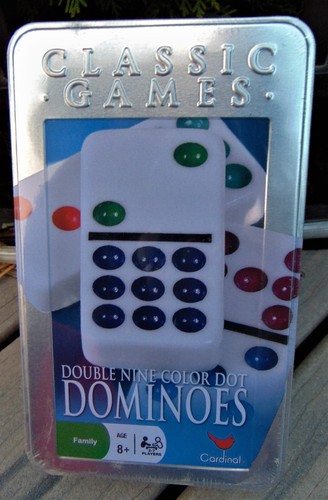 BRAND NEW ~ CARDINAL ~ DOUBLE NINE COLOR DOT DOMINOES IN COLLECTIBLE ...