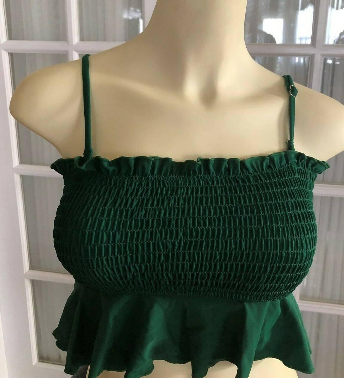 Cupshe Plus Size Ruffled Green Top & Leaves pattern Bottom Swimsuit Sz ...