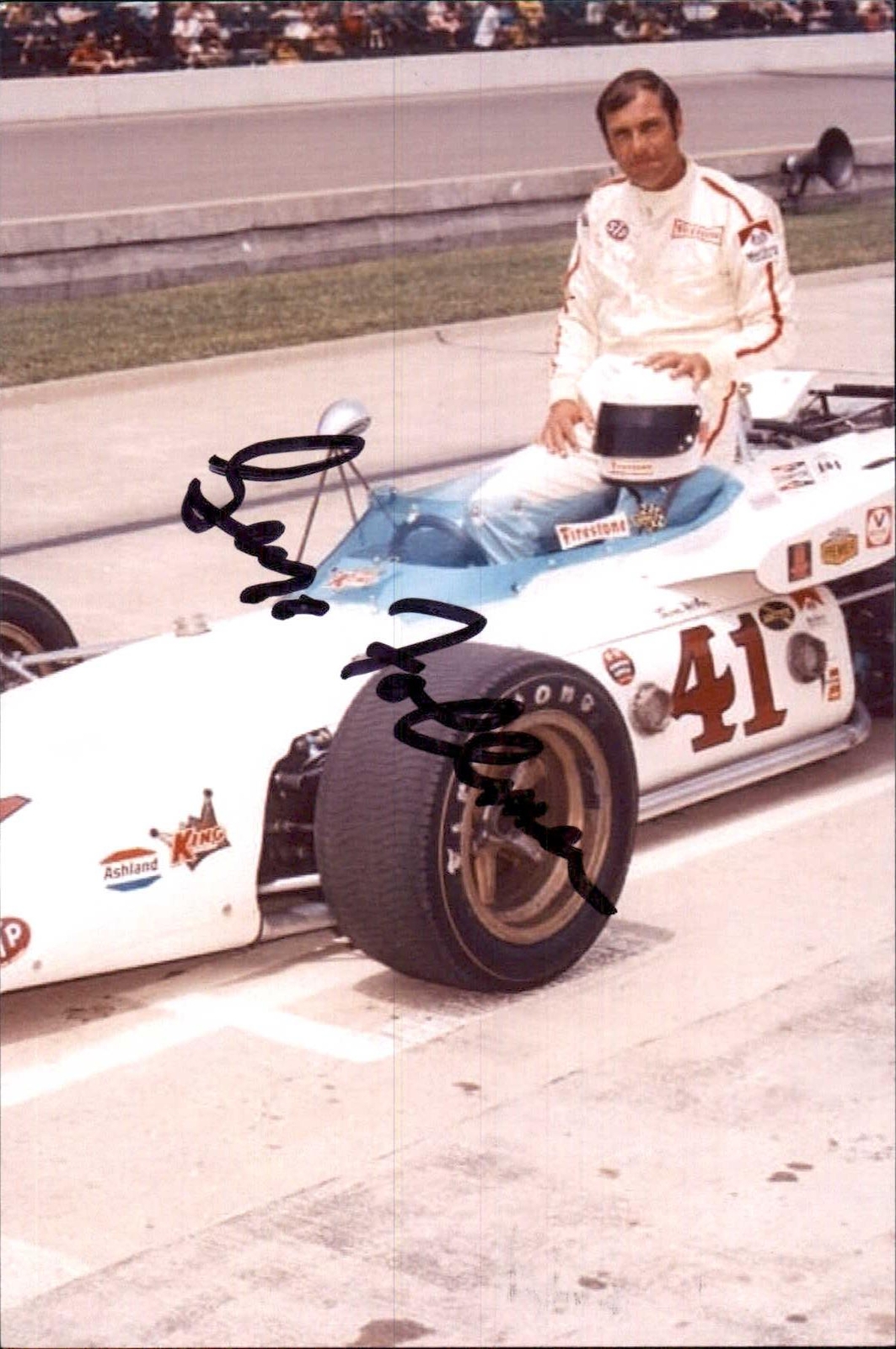 George Follmer Signed 4x6 Photo F1 Formula 1 NASCAR Indianapolis 500 ...
