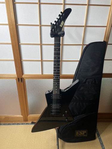 Electric Guitar ESP Custom MX250 Explorer Metallic Black & Case Good ...