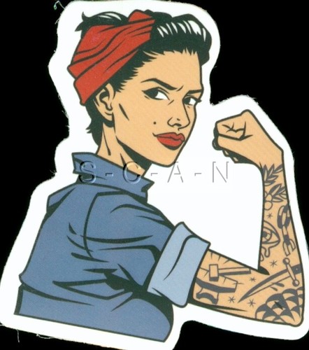 Semi Nude Color Pin Up Sticker- Woman- Factory Worker- WWII Homefront ...