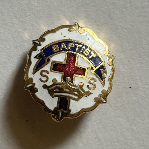 Vintage Baptist SS Sunday School Lapel Pin Cross and Crown Enamel ...