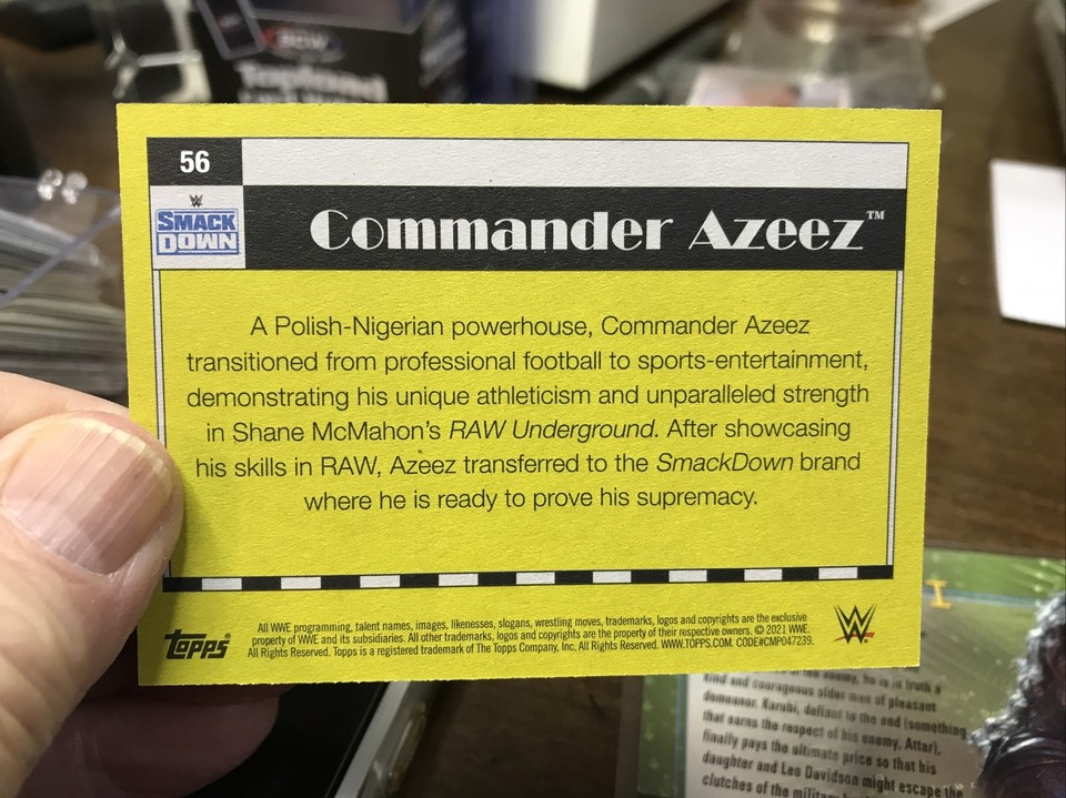 COMMANDER AZEEZ 2021 Topps WWE Heritage SmackDown RC #56 | eBay