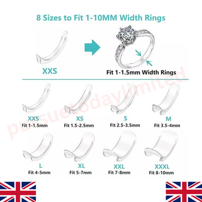 Invisible Clear Ring Size Reducer Resizer Adjuster Clip Guard 8 Piece ...