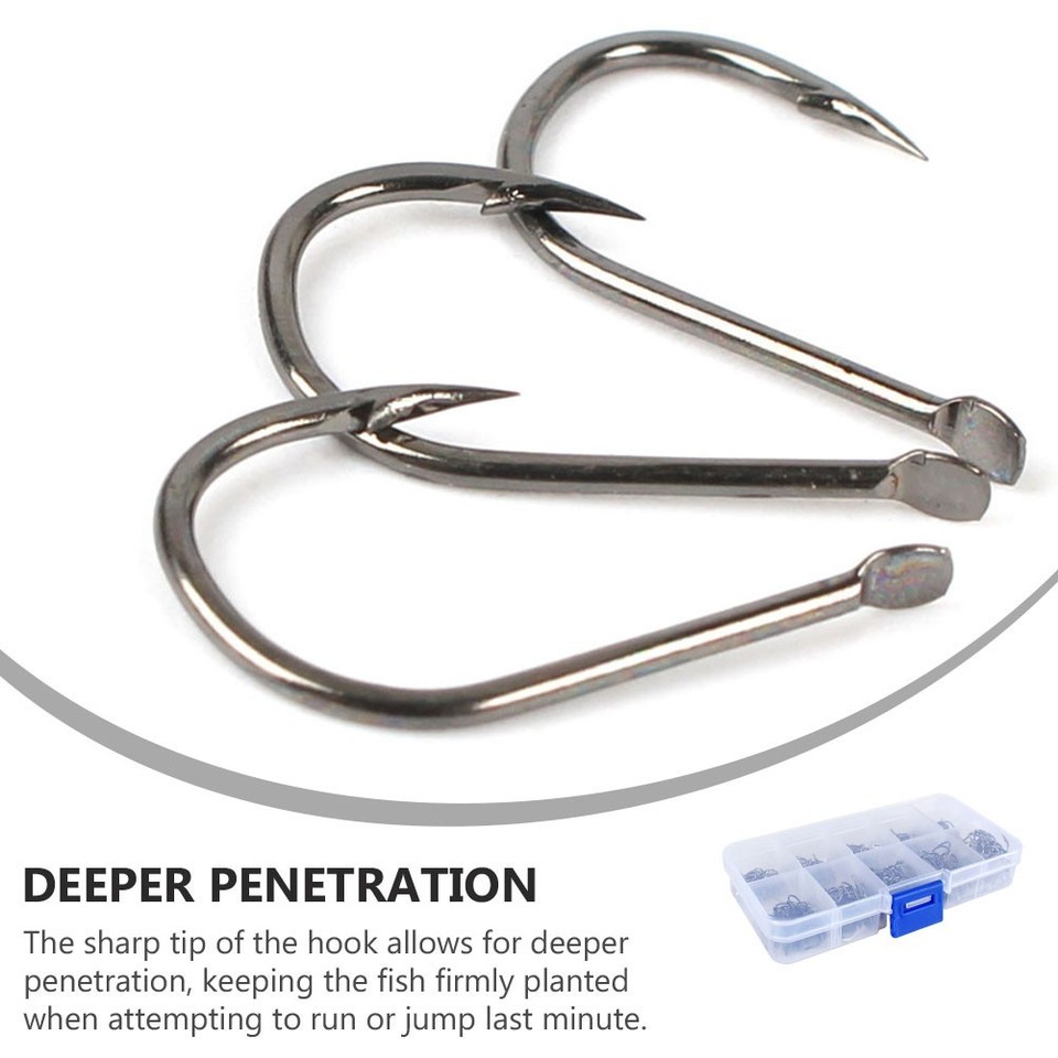 600 Pcs Fishing Hooks Freshwater Fish Hooks with Plastic Box Barb ...