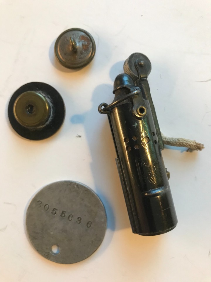WWI US Army Dog Tag, trench lighter, German Army button and US Signal ...