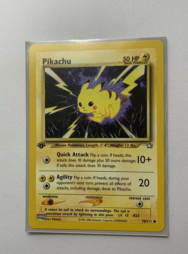 1st Edition Pikachu , Red Cheeks 2000 PSA Pokemon Card Neo Genesis 10 ...