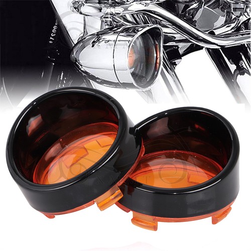 Turn Signal Visor-Style Bezel Amber Lens For Harley Electra Glide Ultra ...