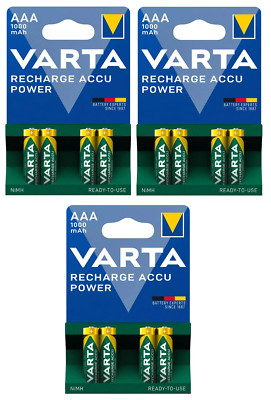 12 Batterie mini stilo AAA ricaricabili 1000 mAh ministilo HR03 1,2V Ni ...