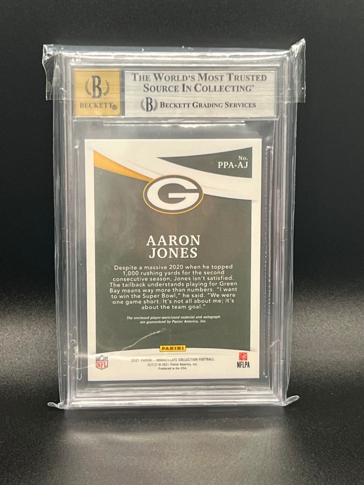 2021 Panini Immaculate Aaron Jones Jumbo Patch Auto Gold /75 packers ...