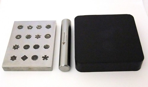 16 Impression Flower Design Shot Plate Impression Die-Punch & Rubber ...