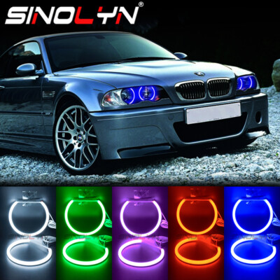 RGB LED Cotton Angel Eyes Halos DRL For BMW E46 Halogen Headlight ...