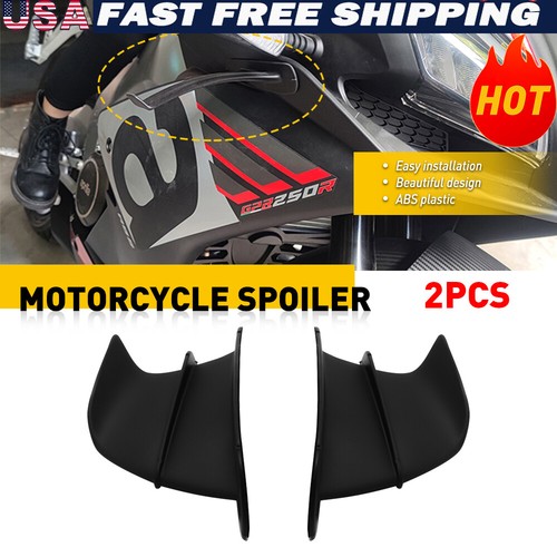 Motorcycle Winglets Air Deflector Wing Kit Black Spoiler Gloss ...