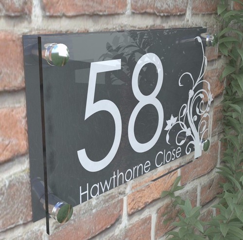 Clear Acrylic House Sign Modern Decorative Door Number Name Plaques ...