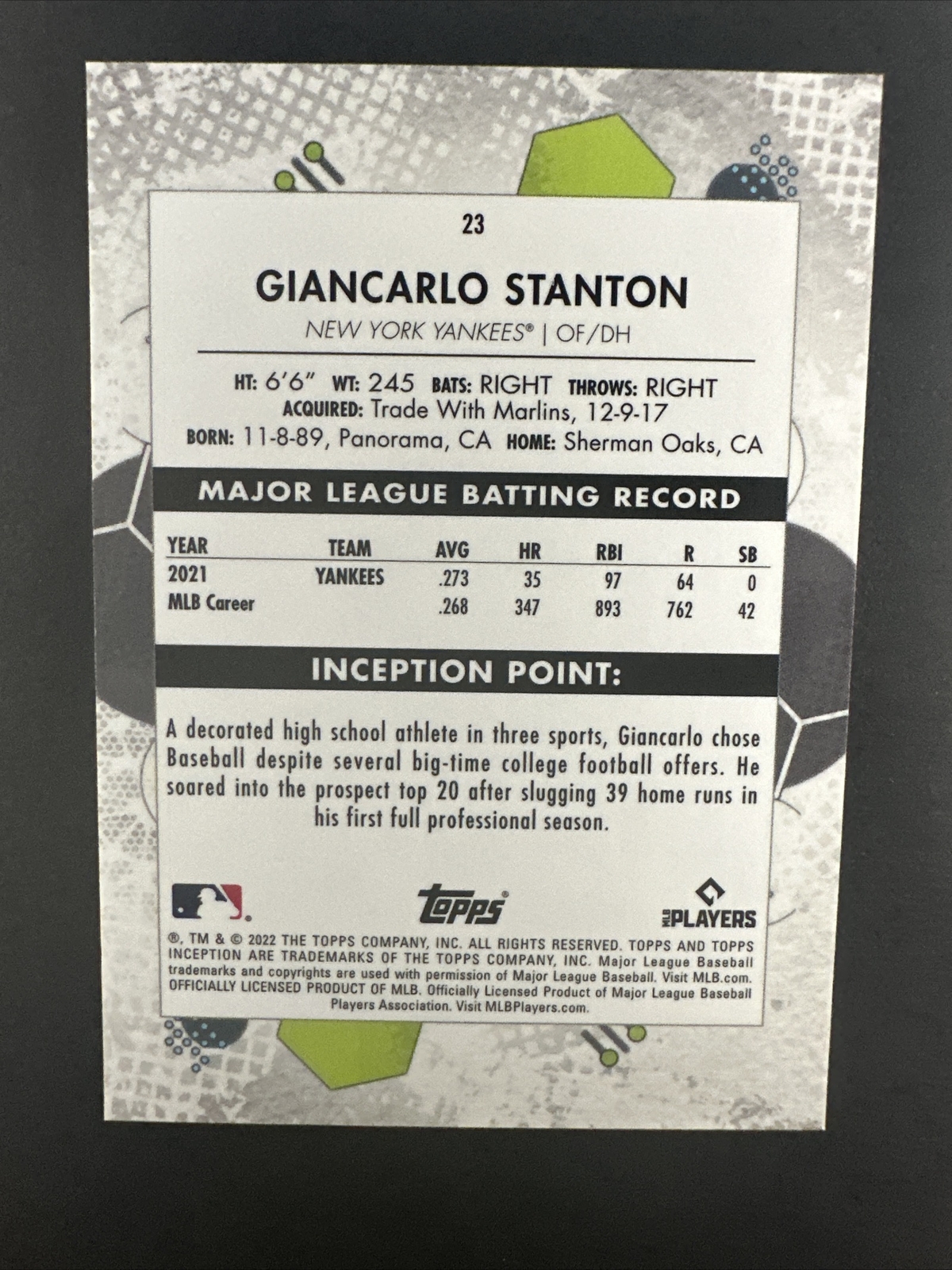 2022 Topps Inception - Green #23 Giancarlo Stanton for sale online | eBay