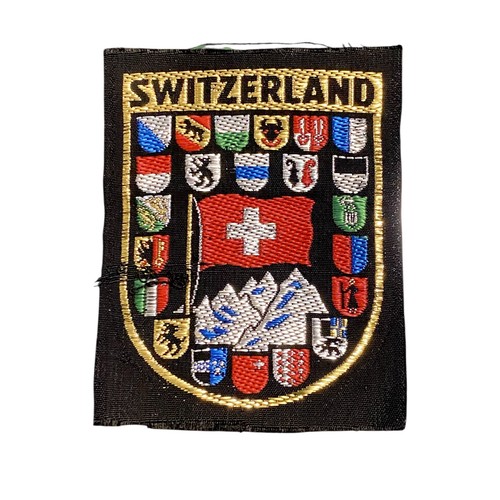 Switzerland SWISS Cantons COAT of ARMS Crests BLACK Woven CLOTH ...