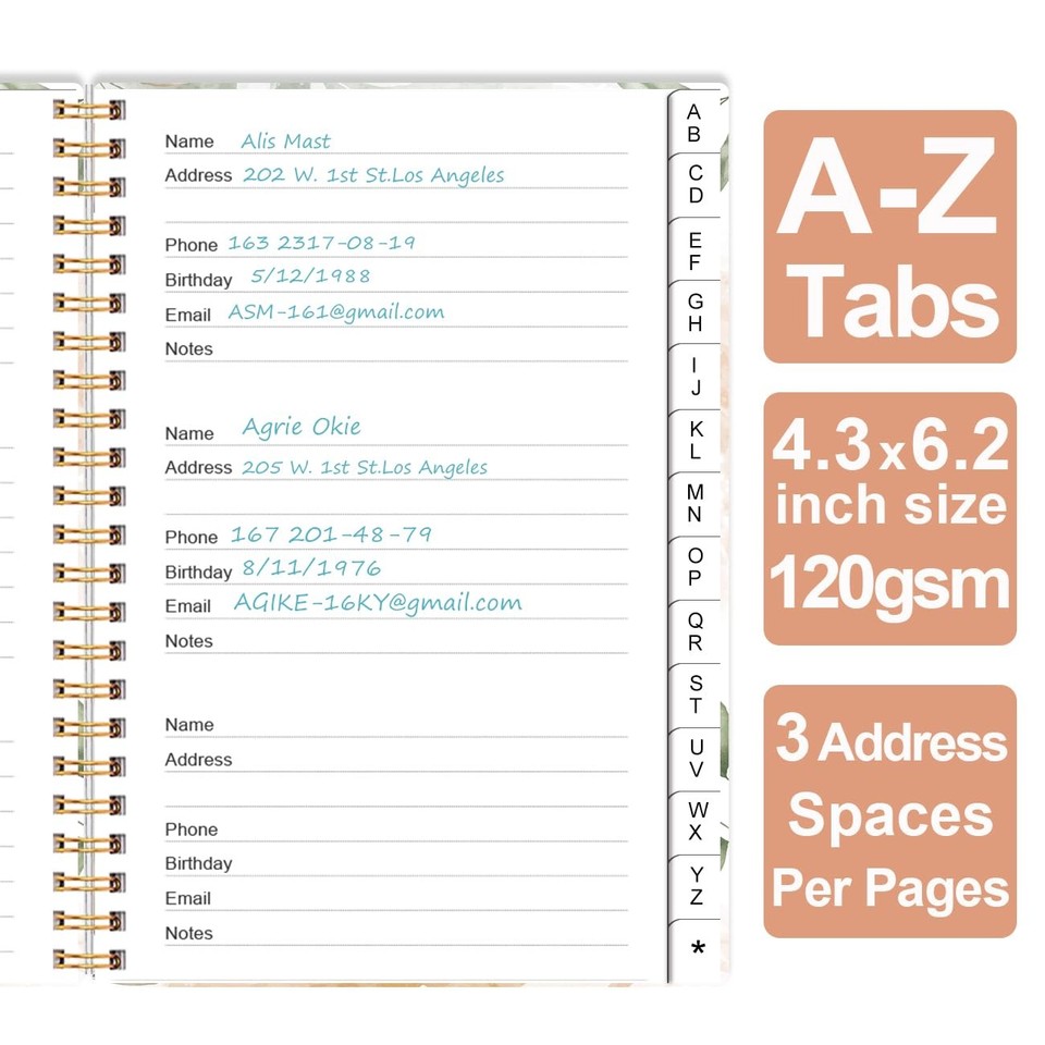 Address Book With Alphabetical Tabs - Telephone & Address Book With ...