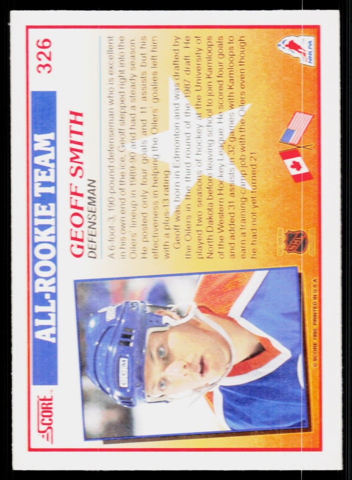 Geoff Smith, 1990-91 Score American, #326, Edmonton Oilers, | eBay