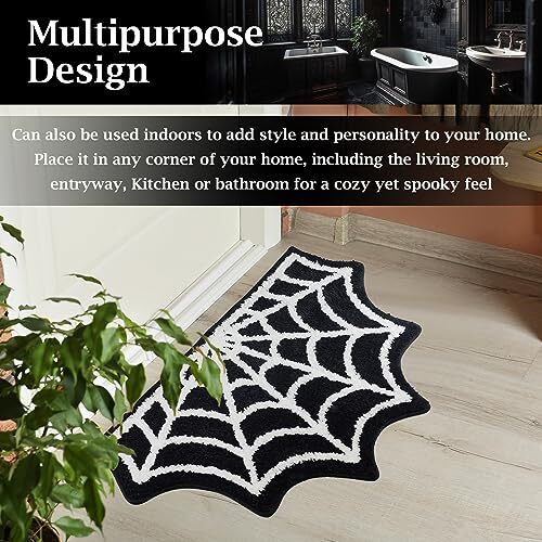 Spider Web Bath Rug - Halloween Decor Goth rug for Bathroom, Bedroom ...