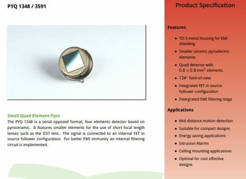 Excelitas Quad Element PIR Sensor PYQ1348 / 3591 | eBay