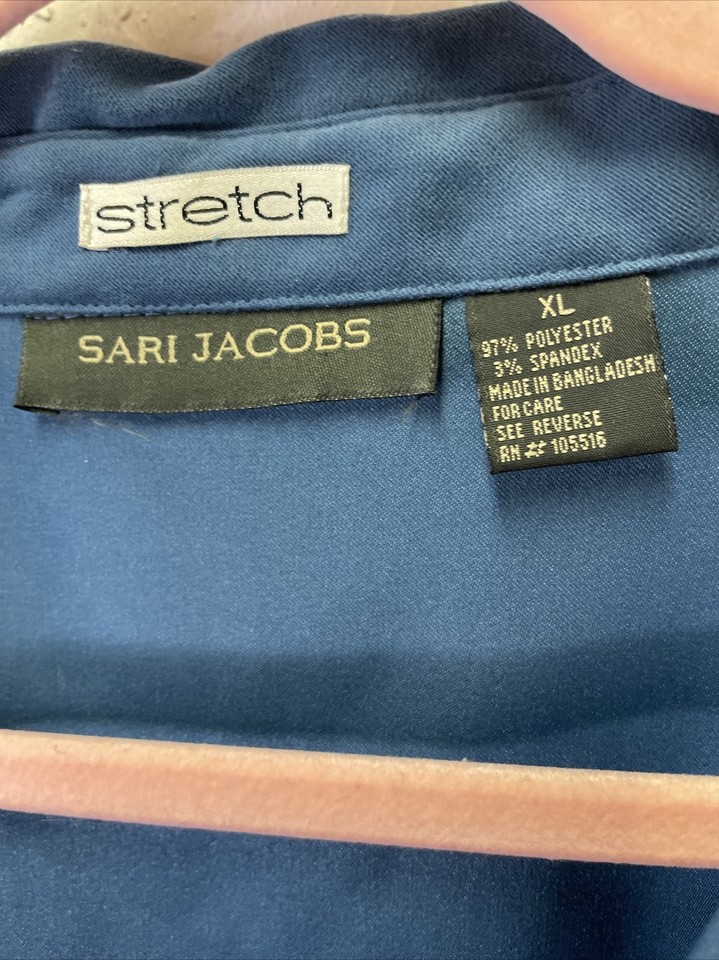 Sari Jacobs Jacket Women’s XL Blue Button Down Stretch Suede Like ...