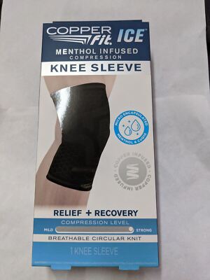 Copper Fit Ice Menthol Infused Breathable Knit Compression Knee Sleeve ...