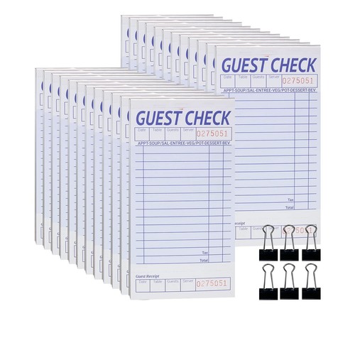 24 Pack Guest Check Book Board/pads Server Note Pads And Waitress Order ...