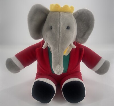 GUND Babar the Elephant Plush Vintage 1988 Red Suit and Crown Stuffed ...
