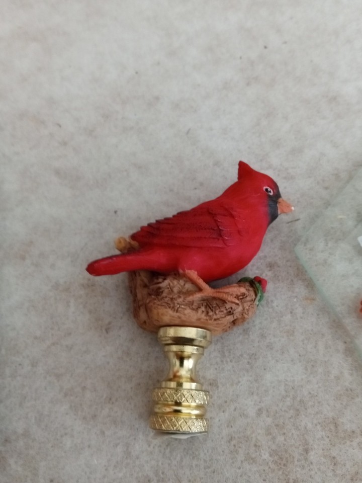 Vintage Lot Of 4 Cardinal Bird Key Ring, Paper Weight Lamp Finial and ...
