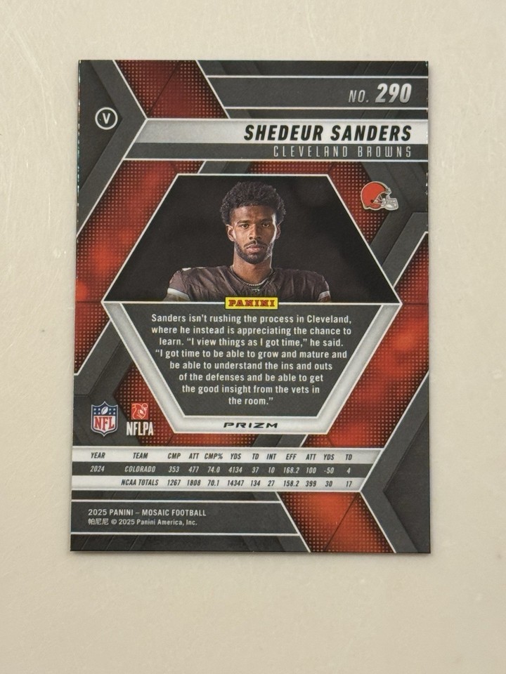 2025 Mosaic Shedeur Sanders Purple Scope Image Variation RC #290 | eBay