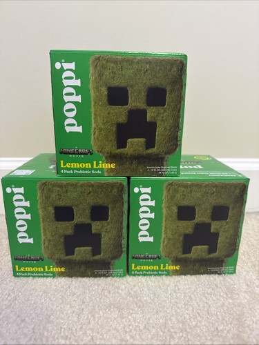 A Minecraft Movie Poppi Probiotic Soda Lemon Lime 4pk Cans, 12 Oz , LOT ...