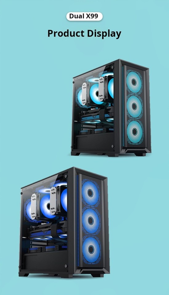 VSHENG Black USB3.0 Tempered Glass E-ATX Tower Gaming Computer Case w ...