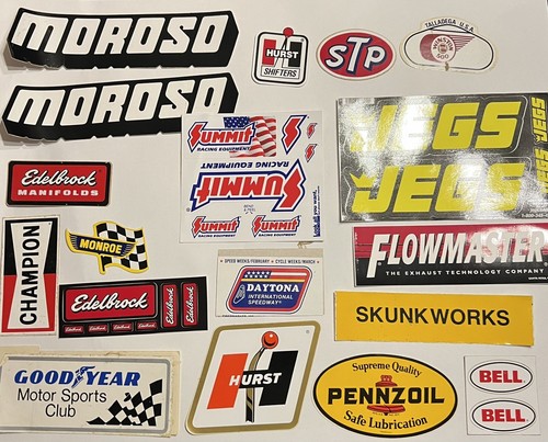 Vintage Large Racing Sticker Lot Moroso STP Hurst Goodyear Flowmaster ...