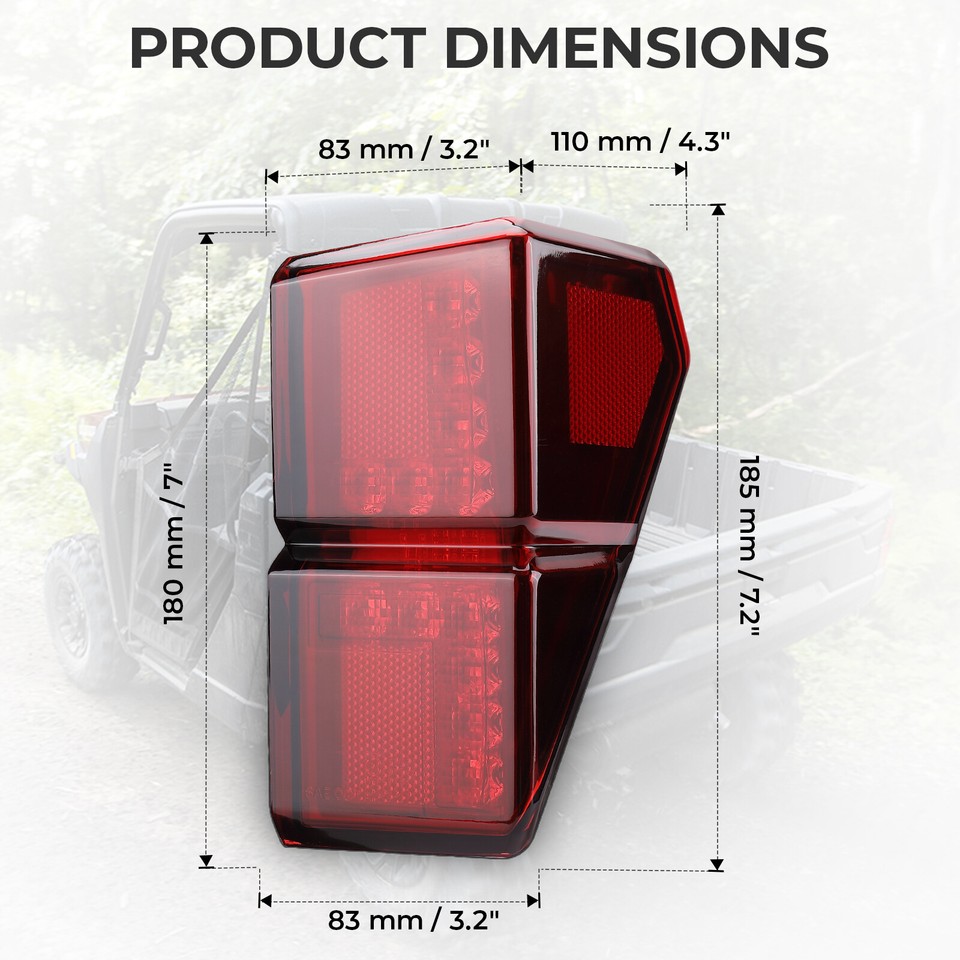 UTV Rear Tail Light Left&Right for 2018-2025 Polaris Ranger 1000 XP ...