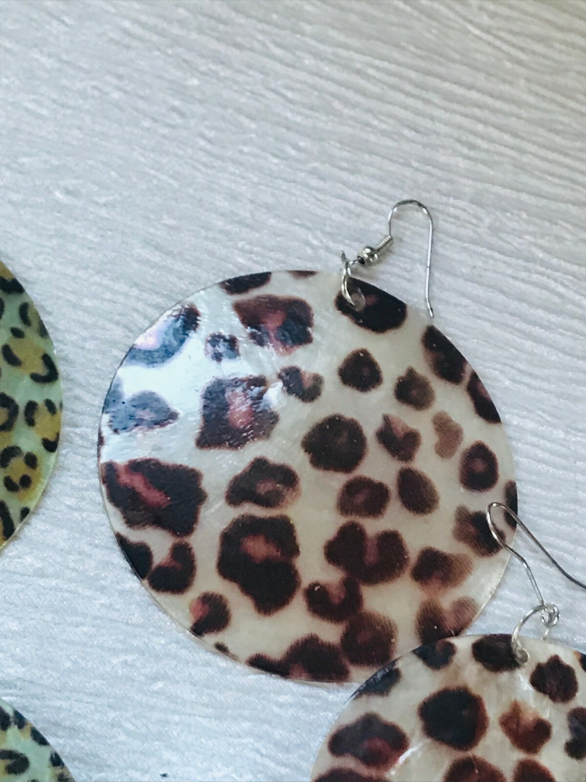 Estate Lot of 2 Large Round Lightweight Animal Print Shell Circle ...