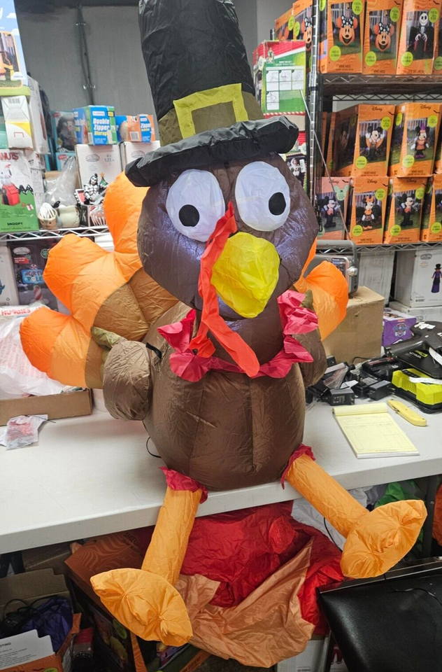 Gemmy 3ft Turkey w/ Pilgrim Hat Thanksgiving Inflatable | eBay