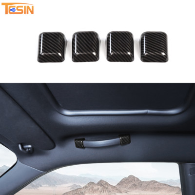 4x Carbon Fiber Roof Grab Handle Decor Cover Trim For Dodge Challenger ...
