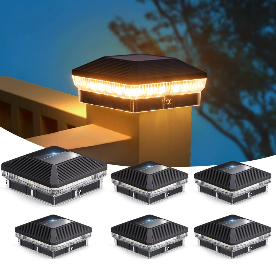 6 Pack 4X4 Solar Post Lights Outdoor, 40 Leds 30 Lumens Fence Post ...