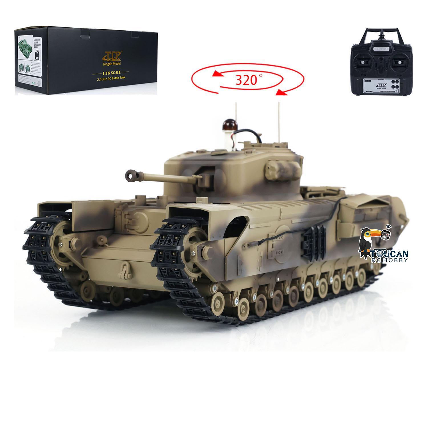 1/16 Tongde RTR RC Tank Churchill Mk.VII Metal Track IR Battle Tank ...