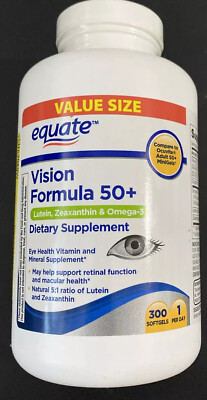 EQUATE VISION FORMULA 50+ 300 SOFTGELS COMPARE TO.OCUVITE ADULT~Expires ...
