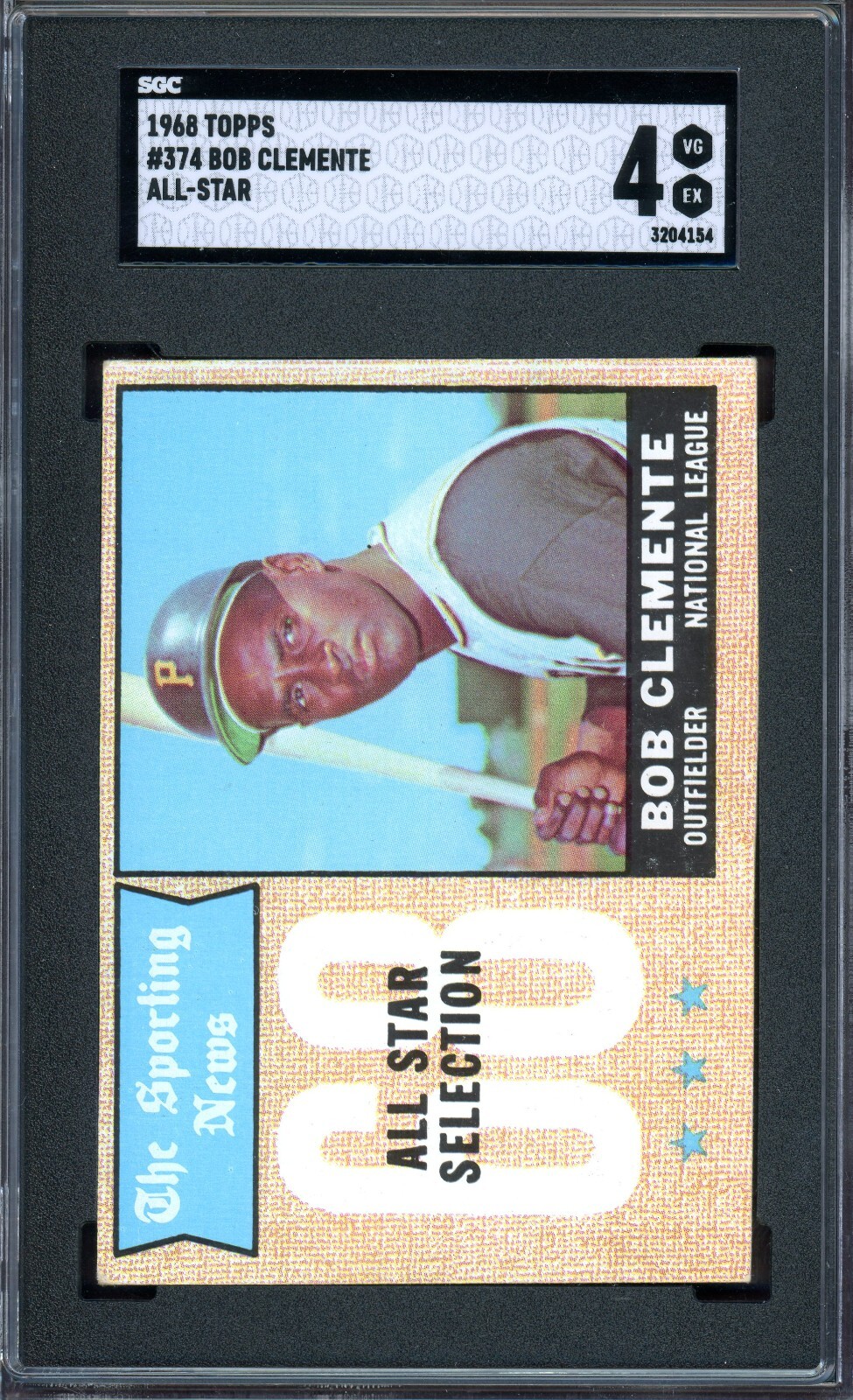 BOB CLEMENTE ~ 1968 Topps All-Star Baseball Card #374 ~ Graded SGC 4 VG ...