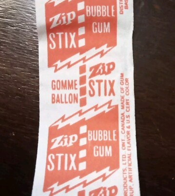 Grant Products Zip Stix Bubble Gum Gomme Ballon Wrapper Unused | eBay