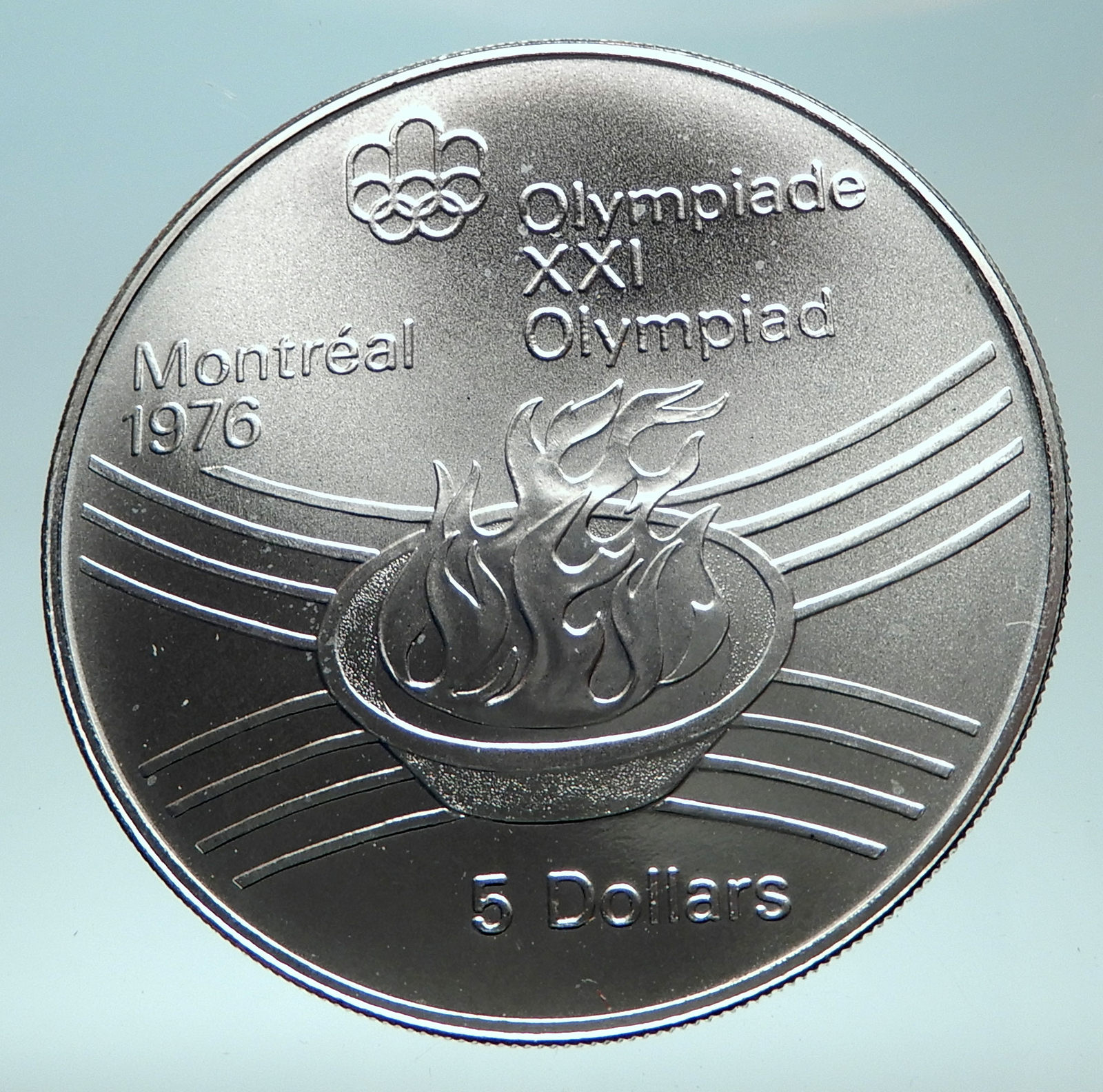 1976 CANADA Queen Elizabeth II Olympics Montreal Torch Silver $5 Coin ...