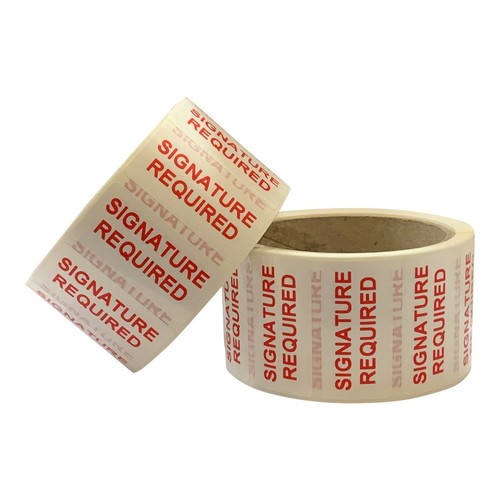 100 x Signature Required Labels 50mm x 25mm WITH EASY TEAR PERFORATIONS ...