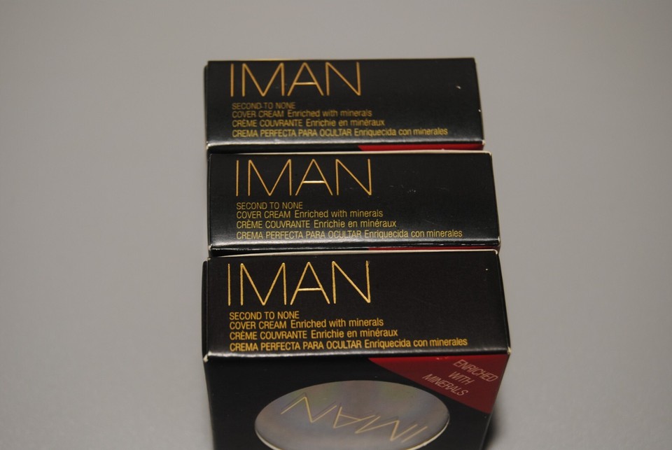 (3) Iman Cosmetics Second To None Cover Cream CLAY MEDIUM DEEP .17oz ...