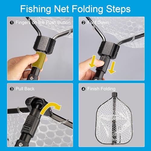 Fishing Net With Extending Telescoping Pole Handle Durable Silicone ...