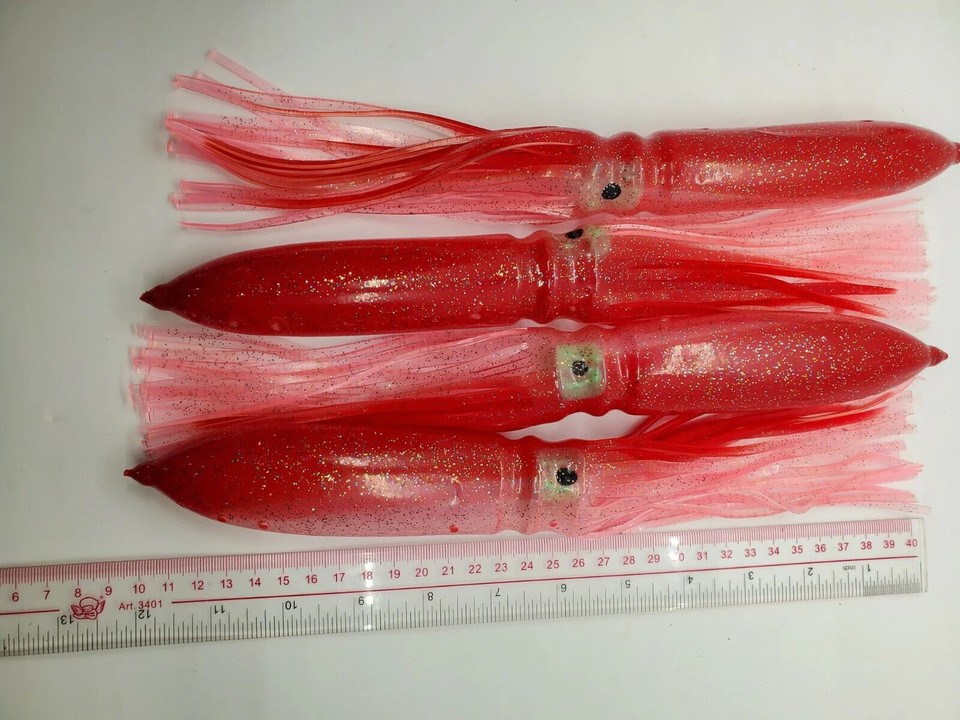 5 Pack Fishing Bulb Squids Skirt Lures Hoochie Offshore Trolling Lure ...