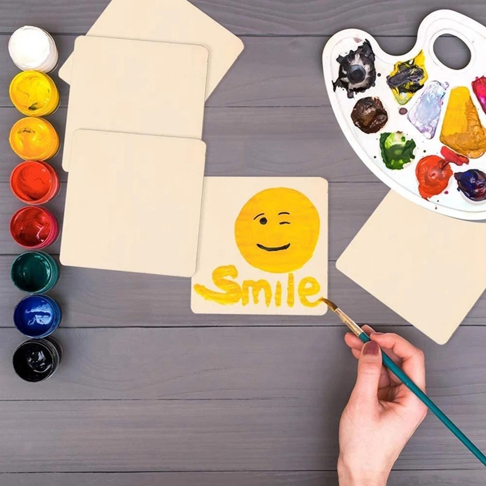 60pieces 4 Inch Wood Slices Square Round Wooden Discs Embellishment for ...