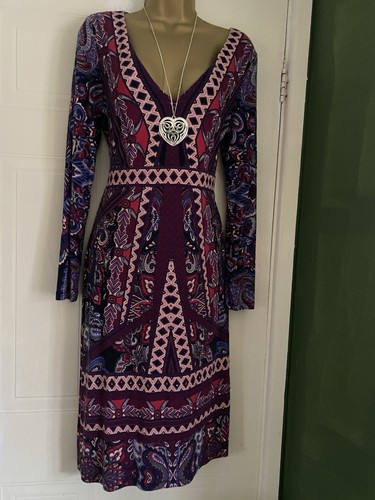 EXQUISITE MONSOON JERSEY BOHO GYPSY TEA PARTY MIDI OCCASION DRESS SIZE ...