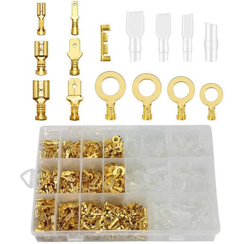 1000PCS Quick Splice Crimp Terminals Set 2.8 4.8 6.3mm Brass Insulated ...